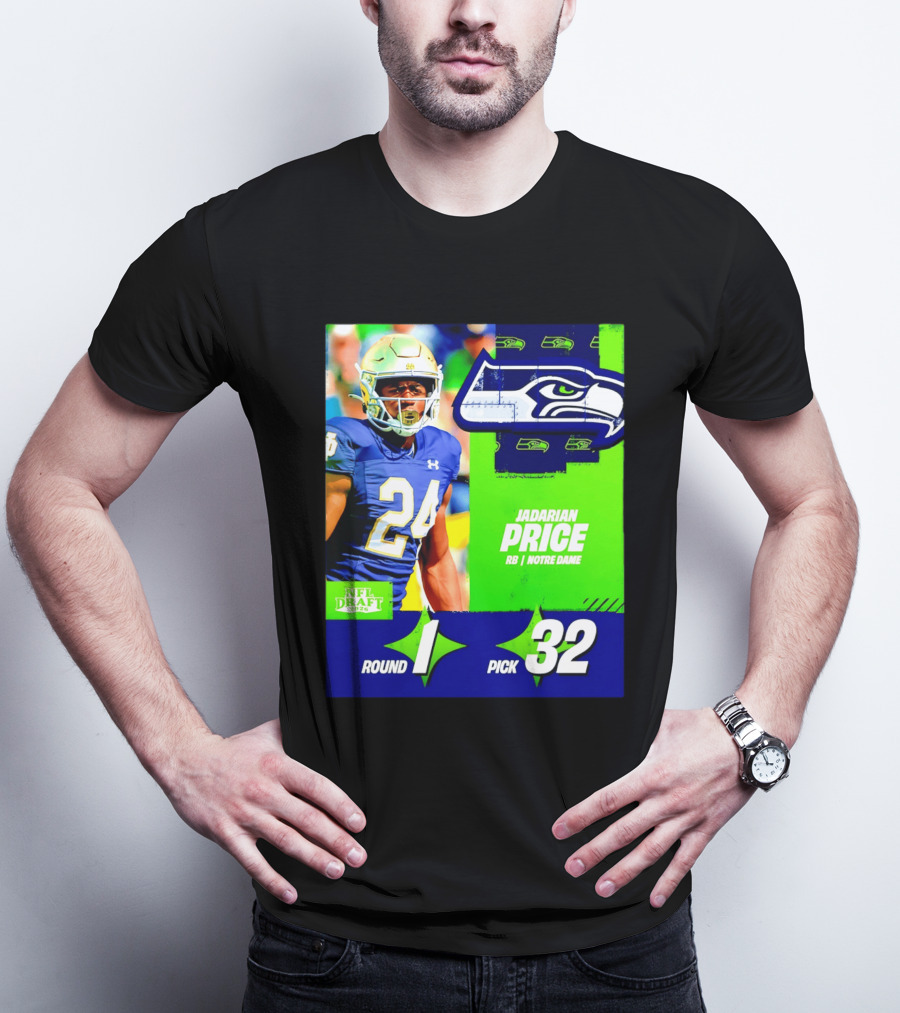 Seahawks Jadarian Price NFL Draft 2026 Round 1 Pick 32 Notre Dame T-Shirt