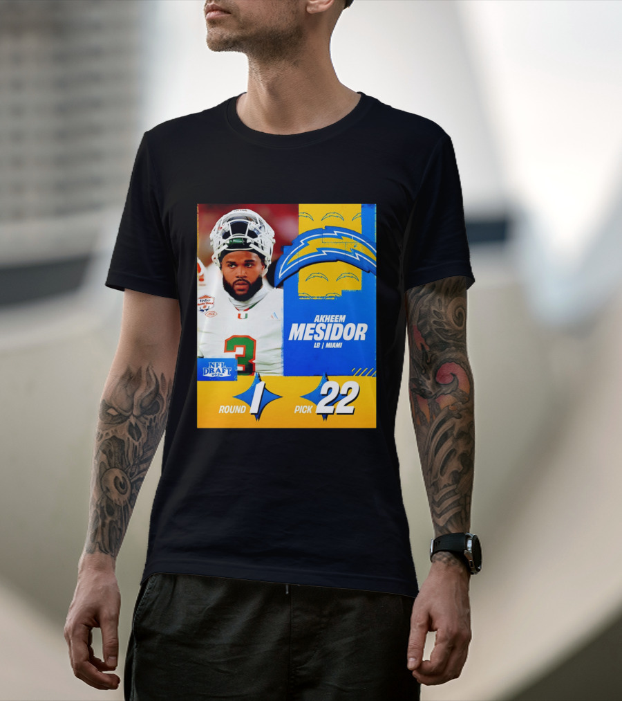 NFL Draft 2026 Los Angeles Chargers Akheem Mesidor Round 1 Pick 22 T-Shirt