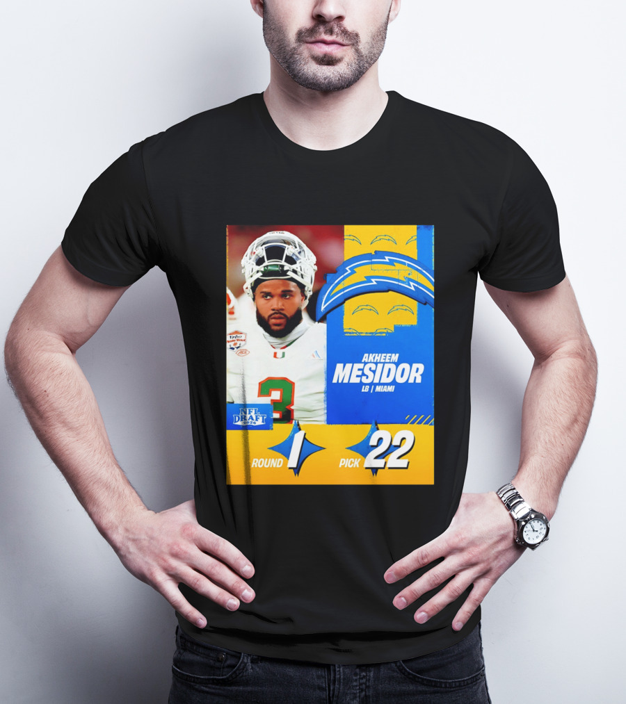 NFL Draft 2026 Los Angeles Chargers Akheem Mesidor Round 1 Pick 22 T-Shirt