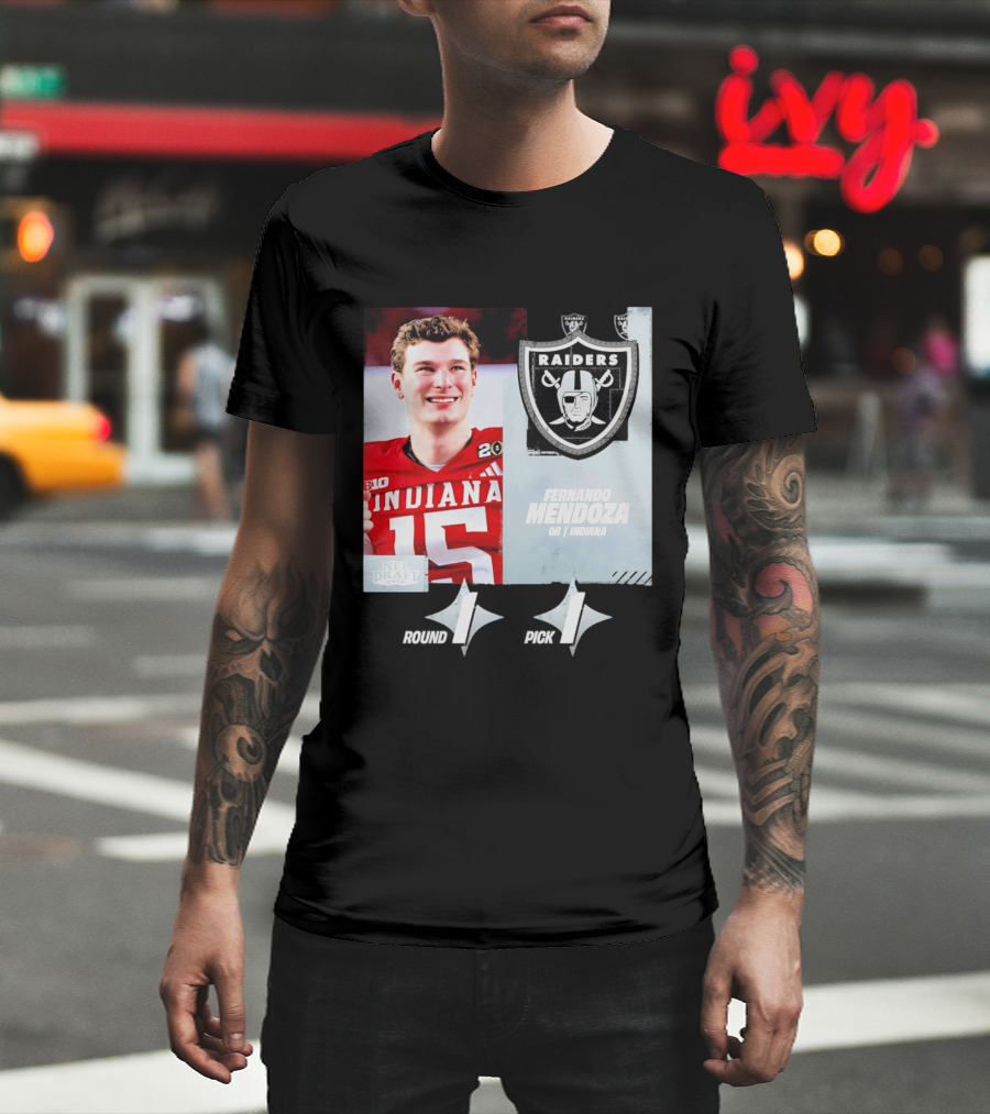 Fernando Mendoza QB Indiana Las Vegas Raiders Round 1 Pick 1 NFL Draft 2026 T-Shirt