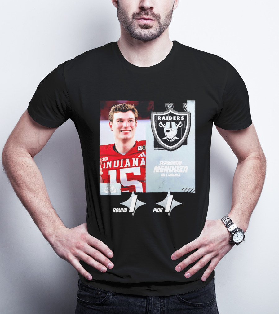 Fernando Mendoza QB Indiana Las Vegas Raiders Round 1 Pick 1 NFL Draft 2026 T-Shirt