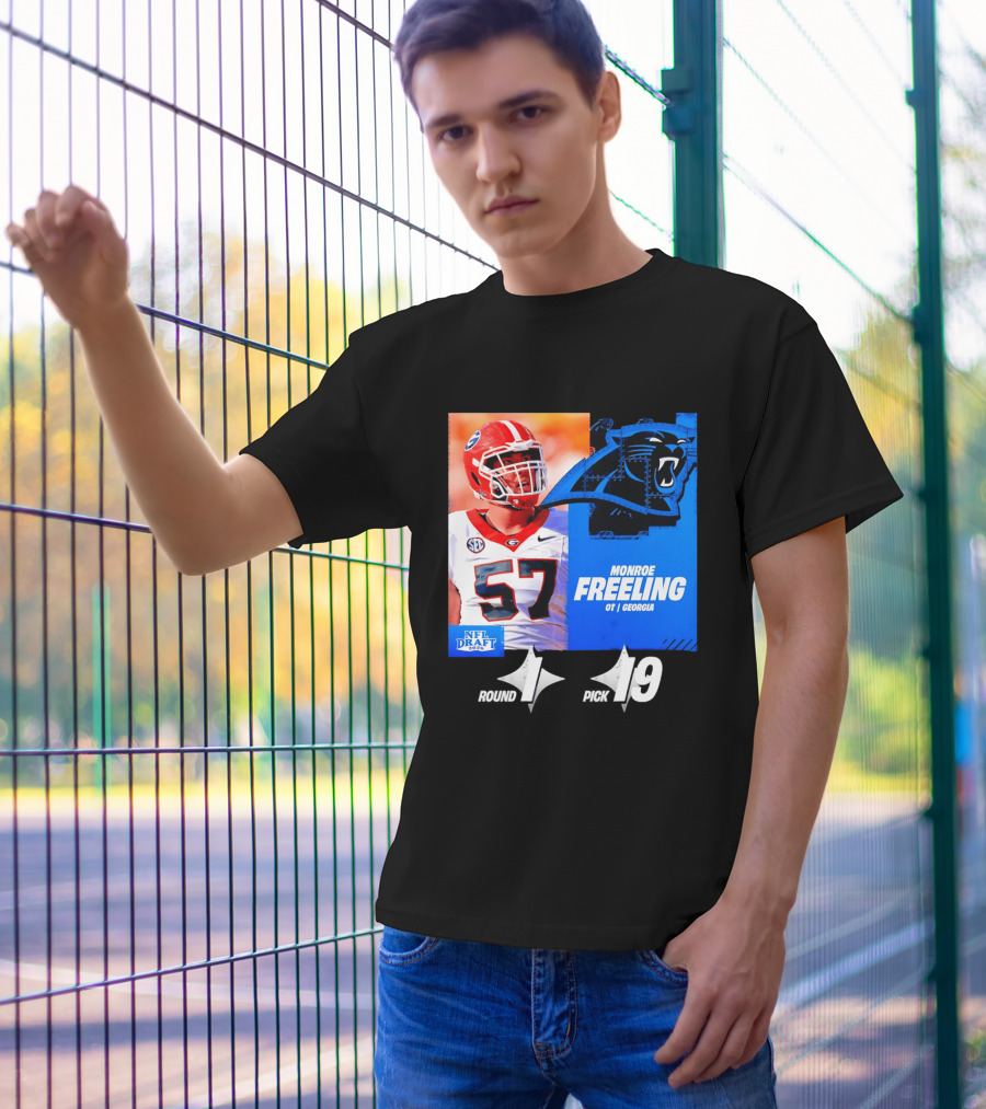 Monroe Freeling Georgia OT Round 1 Pick 19 Carolina Panthers 2026 NFL Draft T-Shirt