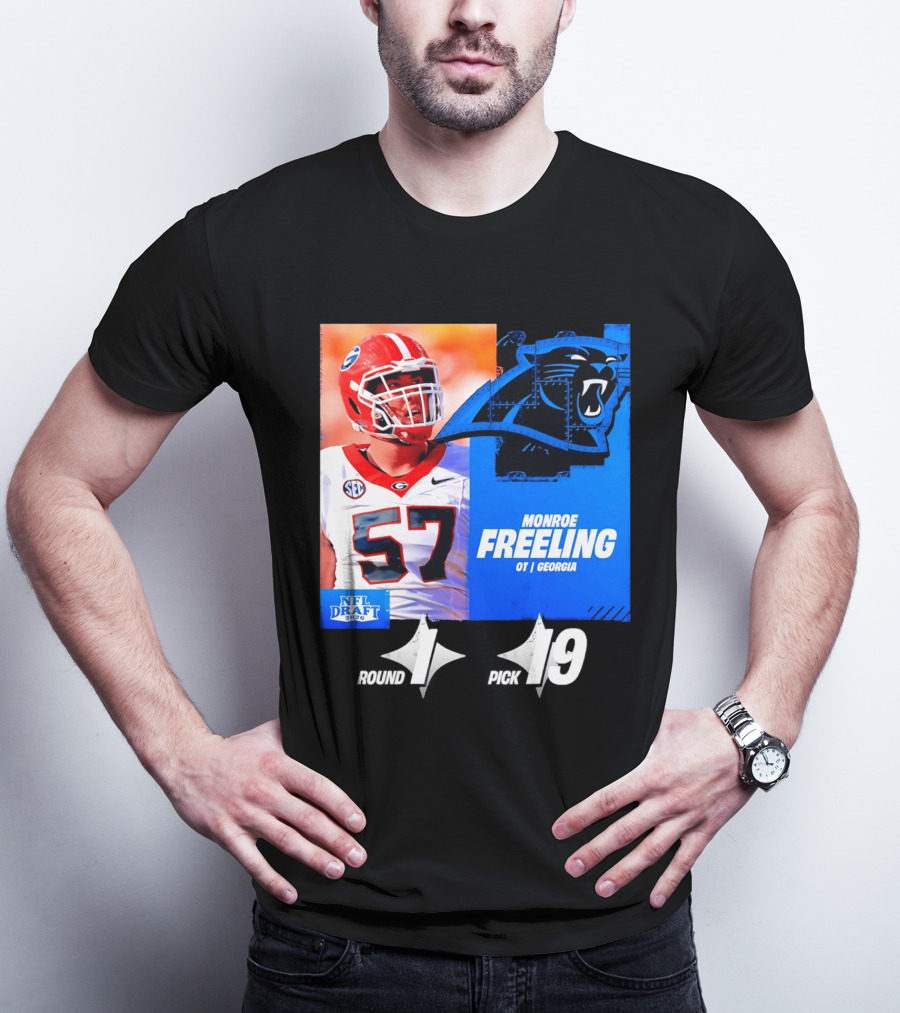 Monroe Freeling Georgia OT Round 1 Pick 19 Carolina Panthers 2026 NFL Draft T-Shirt
