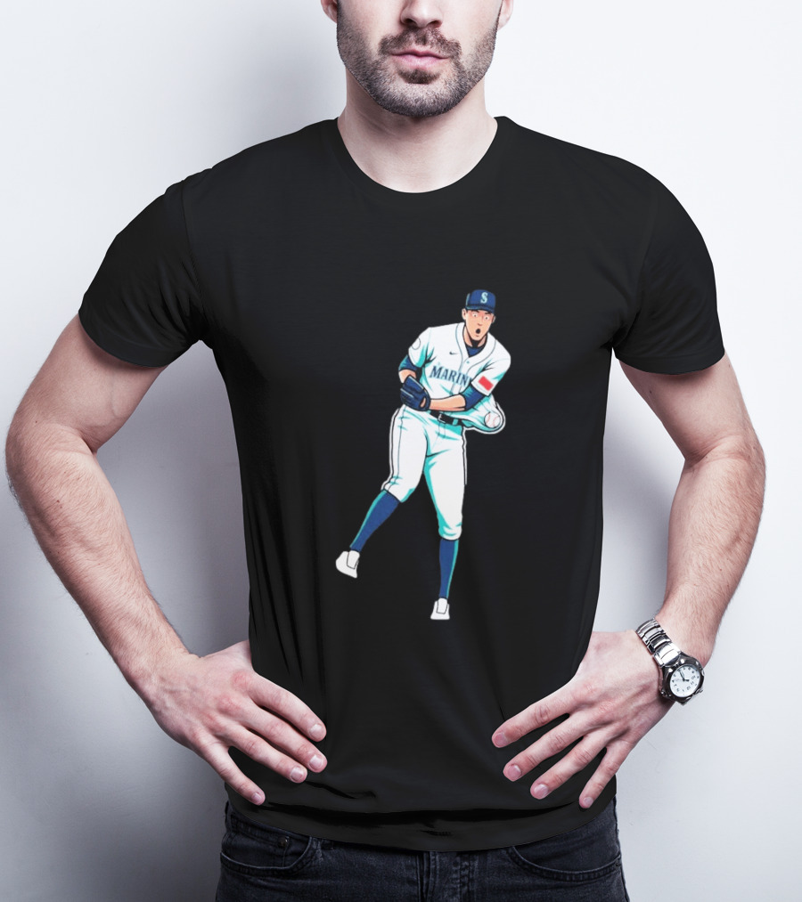 Mariners Gogan Gilbert Baseball Pitcher Action Scene T-Shirt