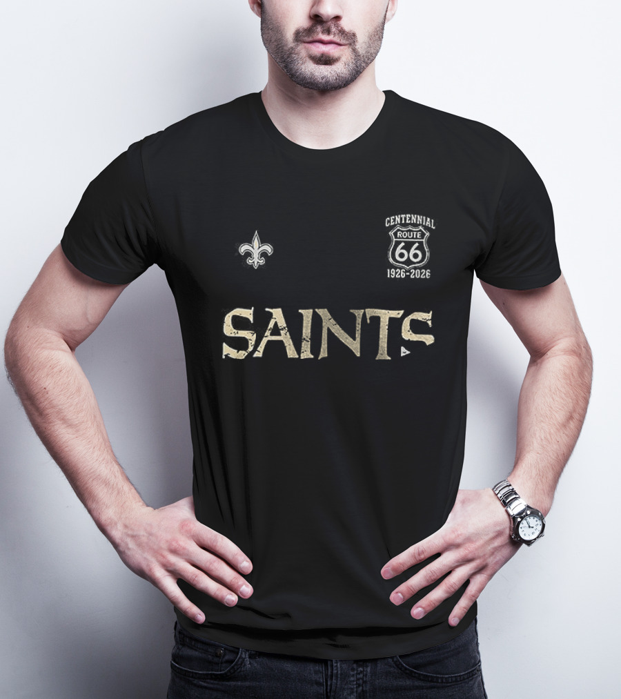 New Orleans Saints Route 66 Centennial 100th Anniversary Fleur De Lis T-Shirt