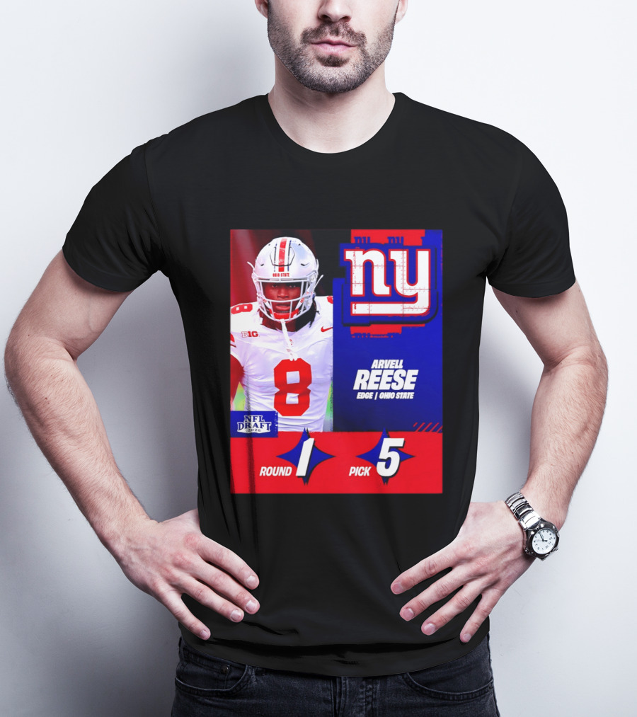 New York Giants NFL Draft 2026 Arvell Reese Ohio State Round 1 Pick 5 T-Shirt