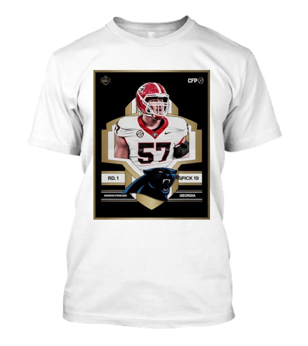 Georgia Monroe Freeling Pick 19 Carolina Panthers CFP Draft Round 1 T-Shirt