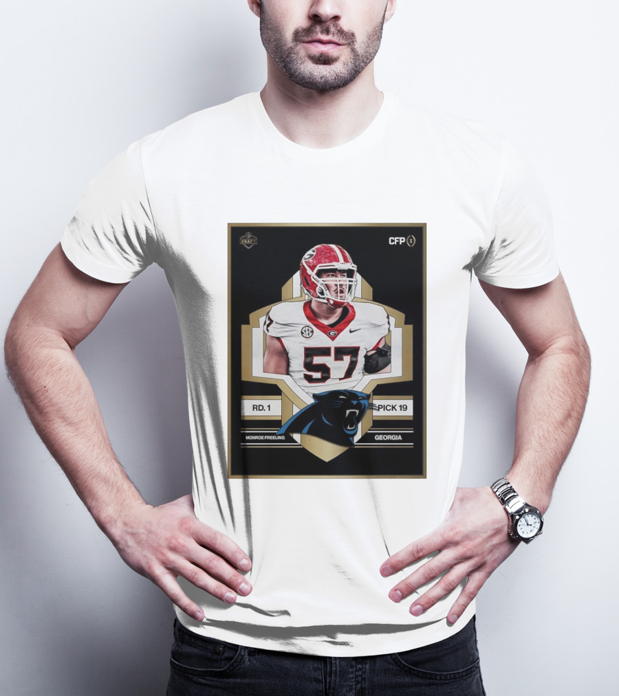 Georgia Monroe Freeling Pick 19 Carolina Panthers CFP Draft Round 1 T-Shirt