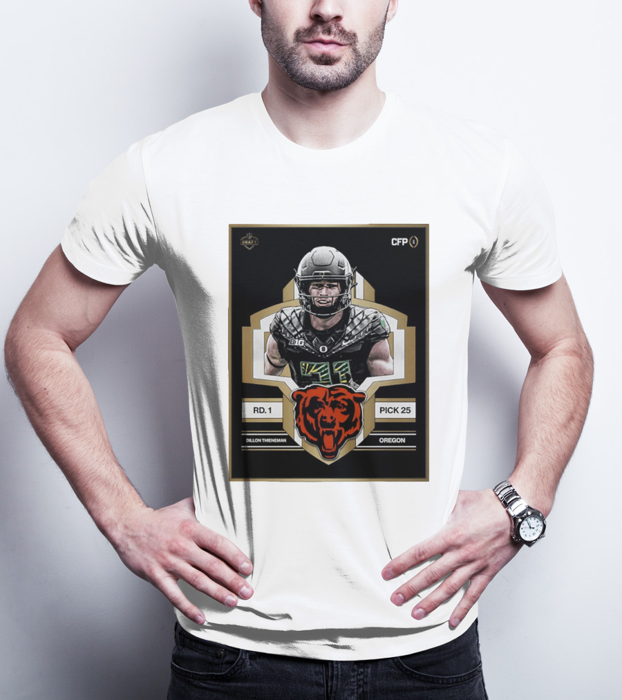 Dillon Thieneman RD 1 Pick 25 Oregon Chicago Bears 2026 Draft CFP T-Shirt