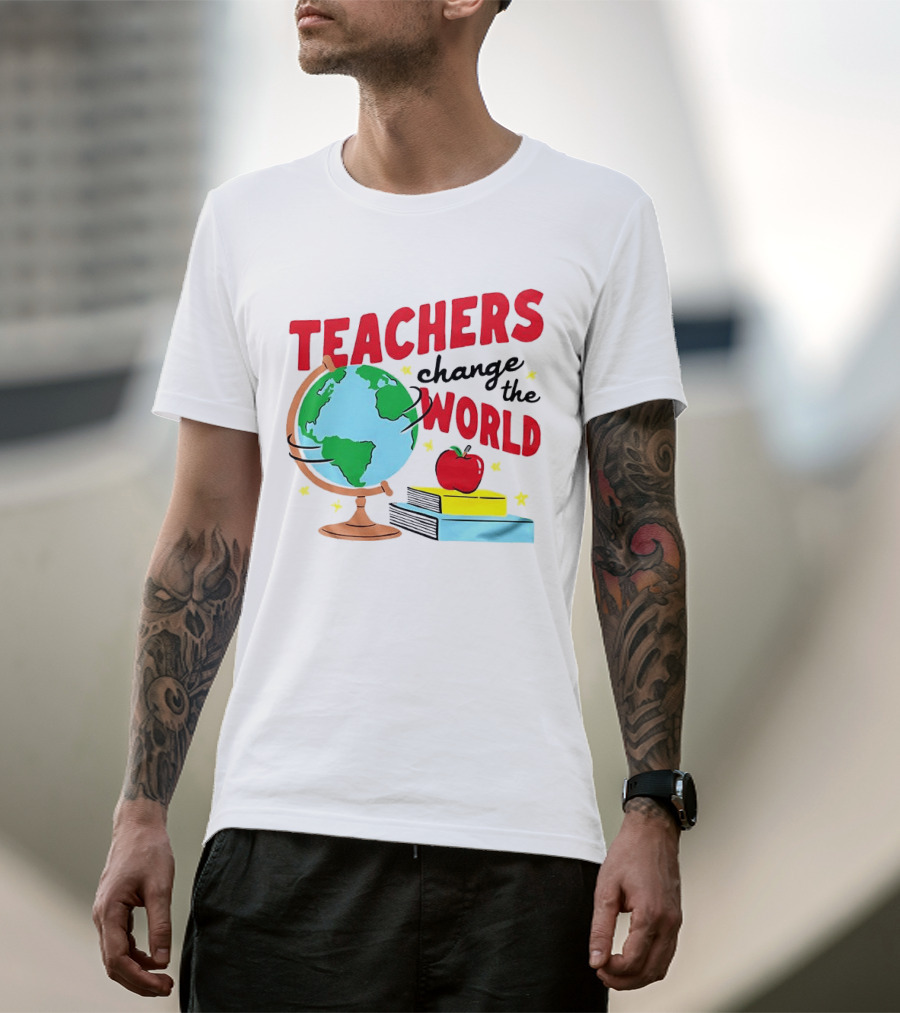 Teachers Change The World Globe Book Apple T-Shirt