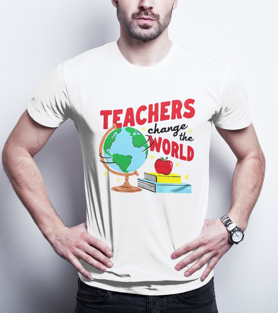 Teachers Change The World Globe Book Apple T-Shirt