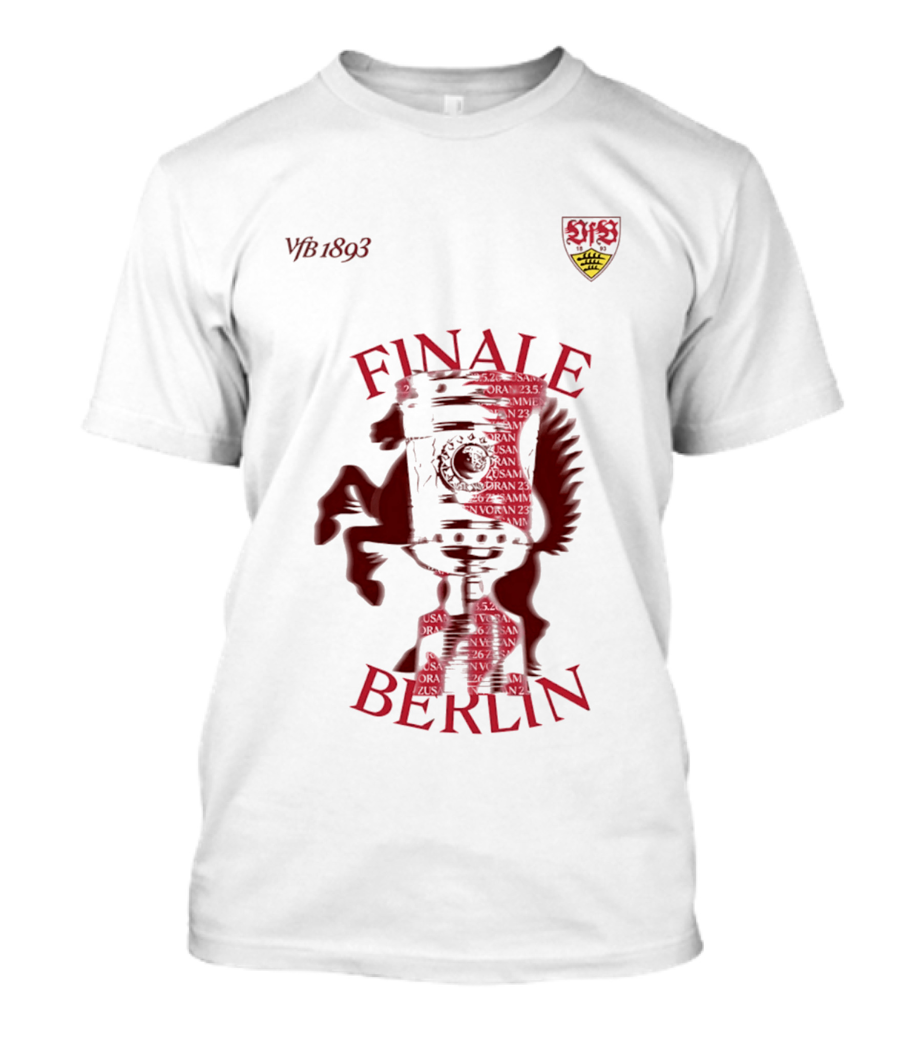 VfB 1893 Finale Berlin 2026 DFB Pokal Final Iconic Team Crest Featuring Red Trophy And Horse T-Shirt