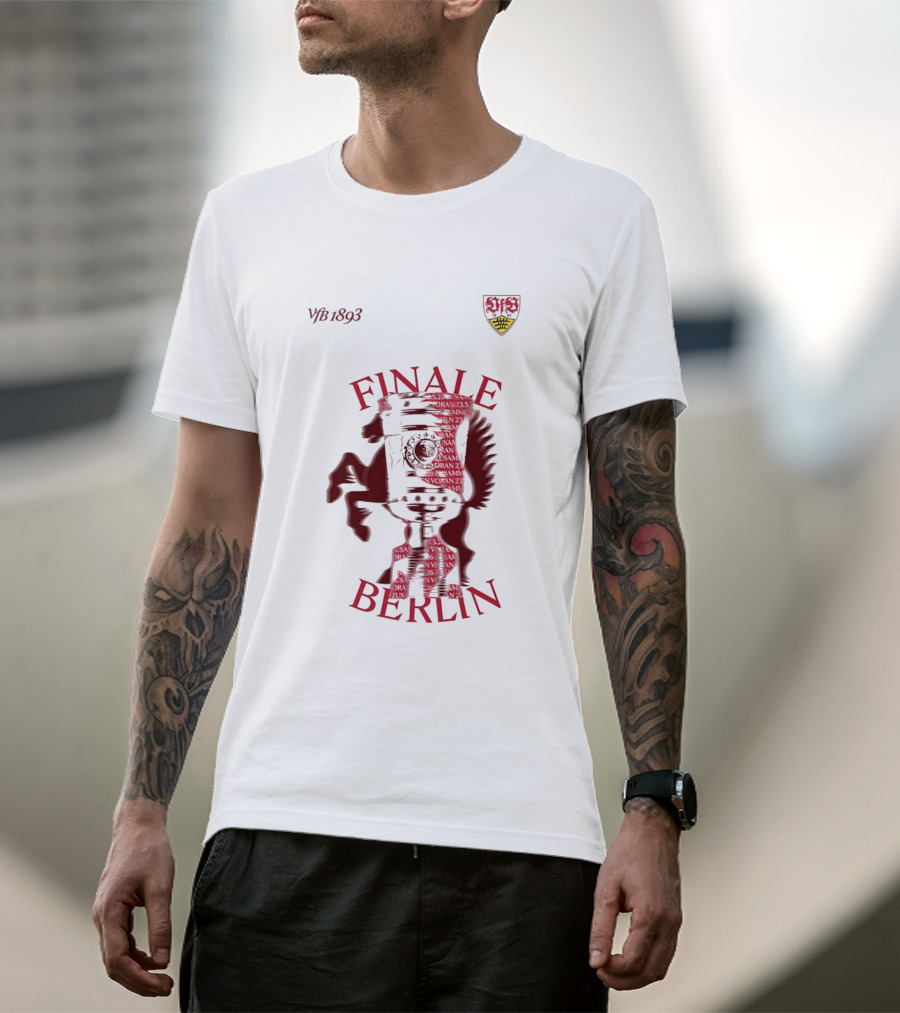 VfB 1893 Finale Berlin 2026 DFB Pokal Final Iconic Team Crest Featuring Red Trophy And Horse T-Shirt