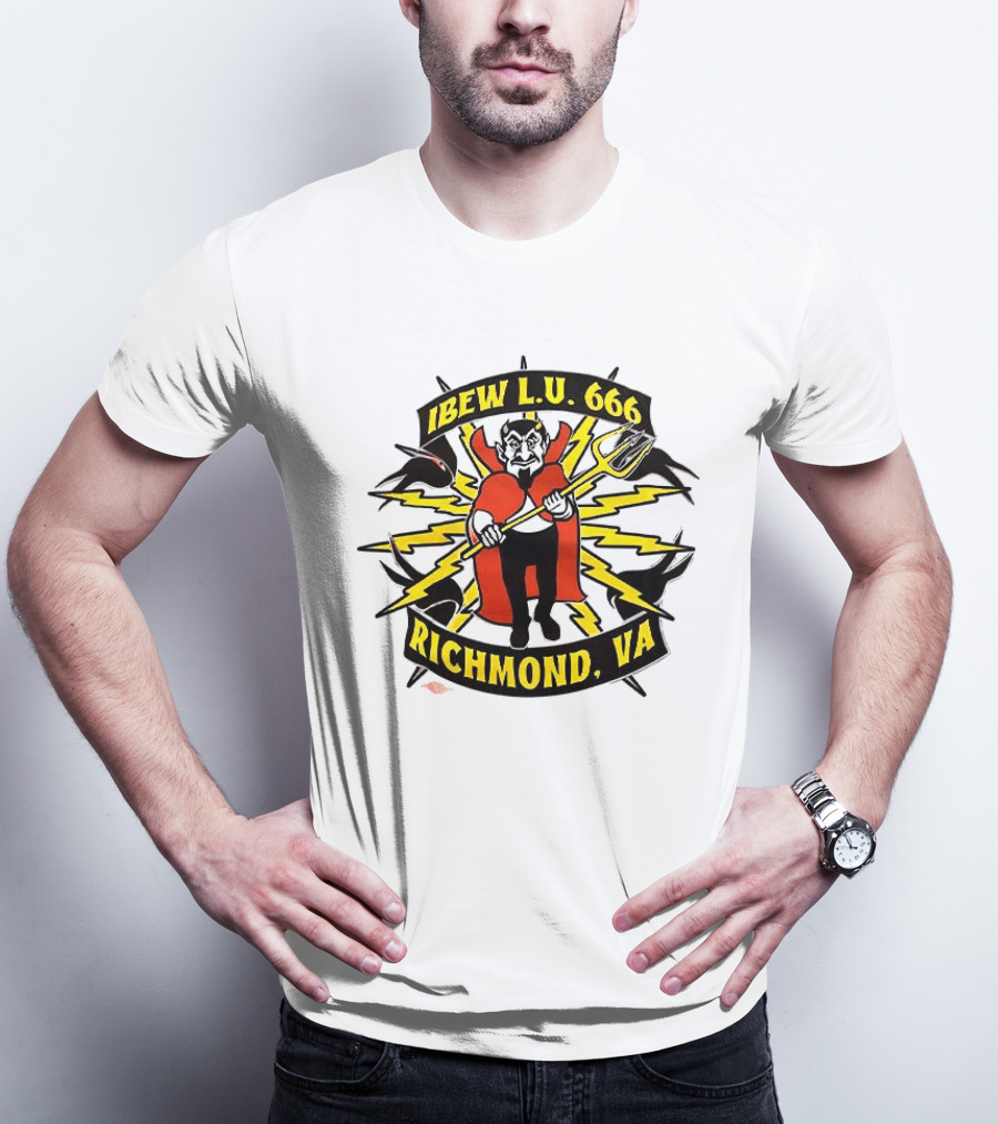IBEW LU 666 Richmond VA Devil With Pitchfork And Lightning Bolts T-Shirt