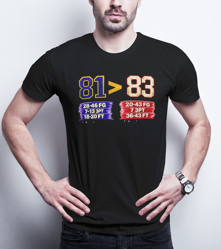 81 Vs 83 Basketball Stats FG 3PT FT Comparison T-Shirt