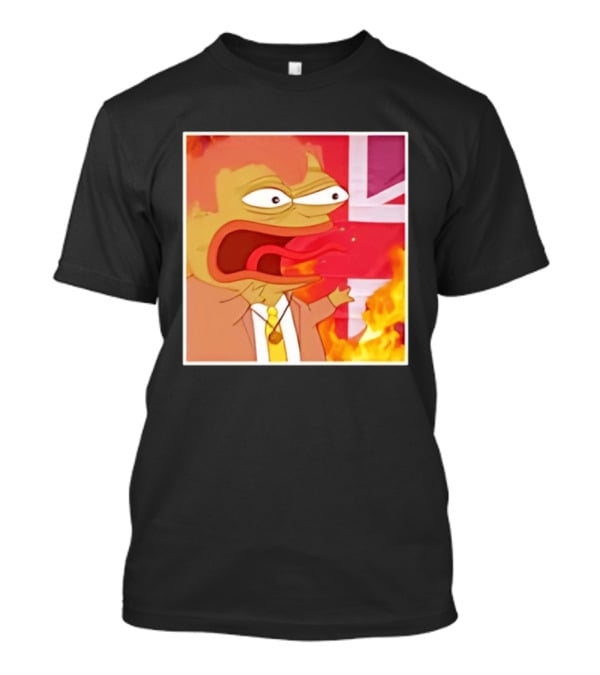 Frog Meme Flaming UK Flag Reaction T-Shirt