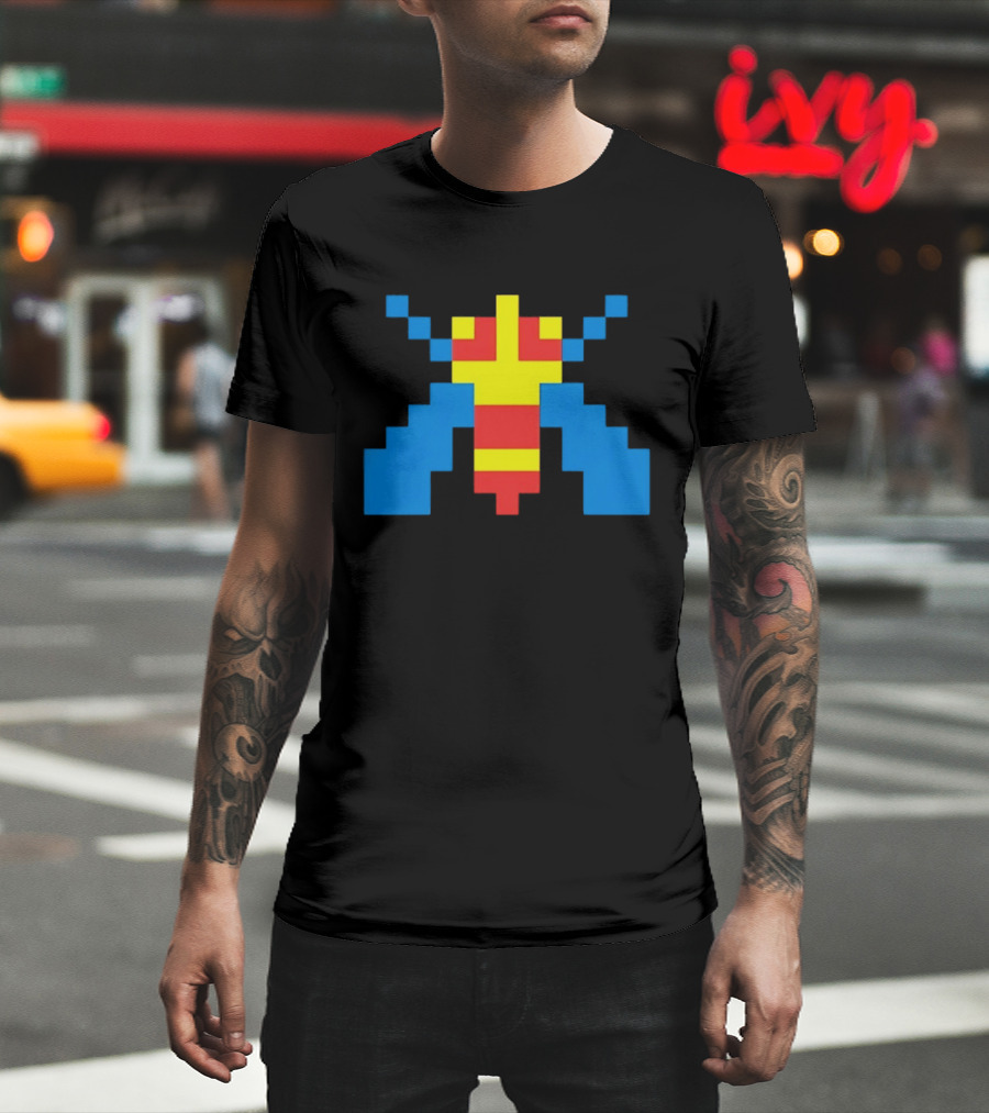 Galaga Alien Sprite Pixelated Retro Video Game T-Shirt