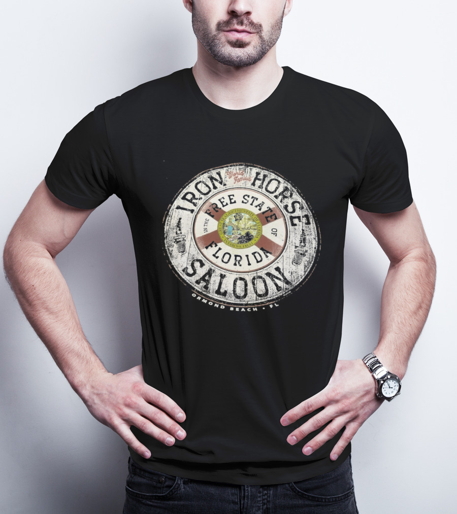 World Famous Iron Horse Saloon Free State Florida Flag T-Shirt