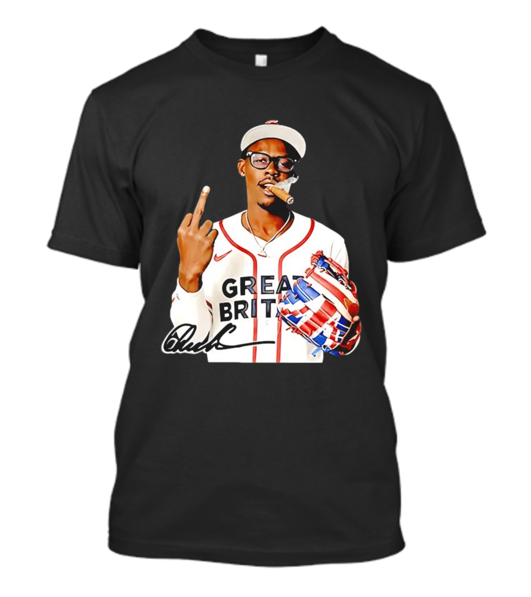 Jazz Chisholm Jr Great Britain Jersey Smoking Middle Finger Signature T-Shirt