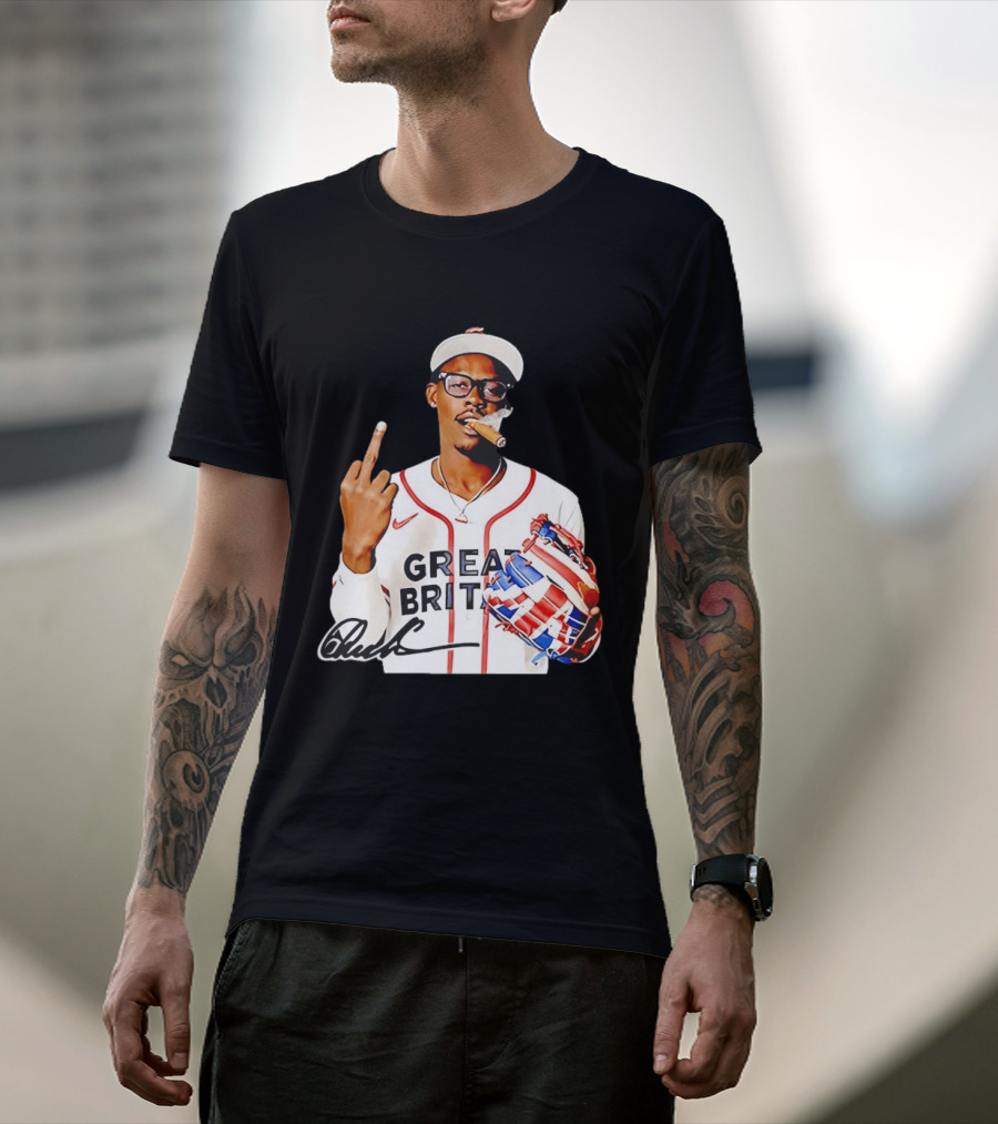 Jazz Chisholm Jr Great Britain Jersey Smoking Middle Finger Signature T-Shirt