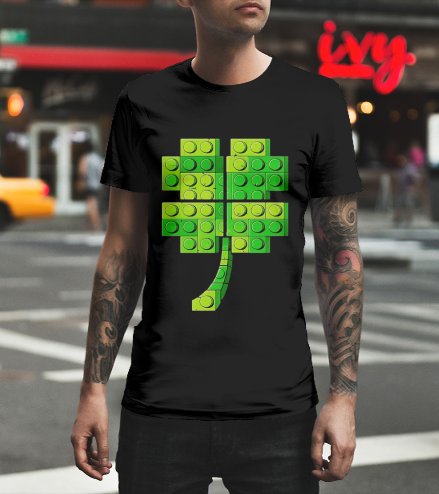 Shamrock Building Blocks Clover St Patrick's Day T-Shirt