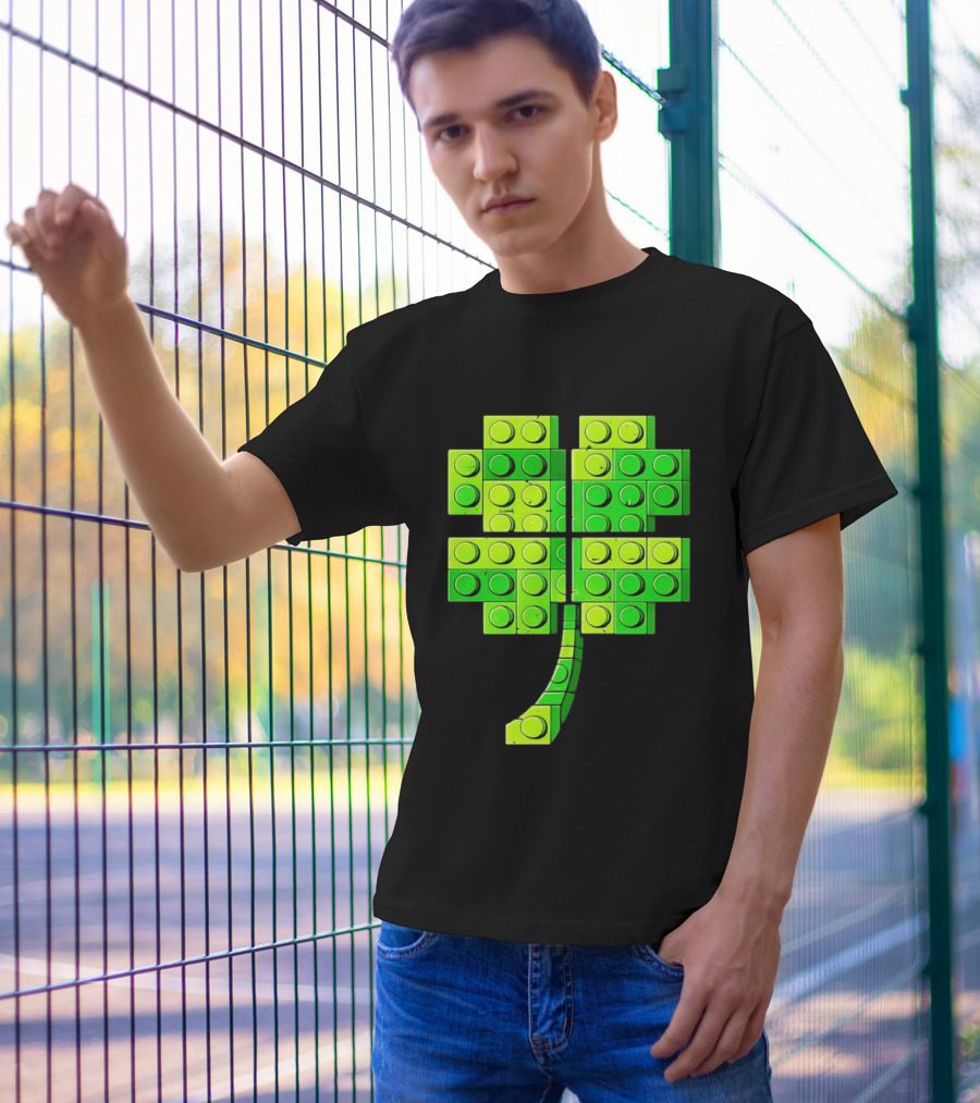 Shamrock Building Blocks Clover St Patrick's Day T-Shirt