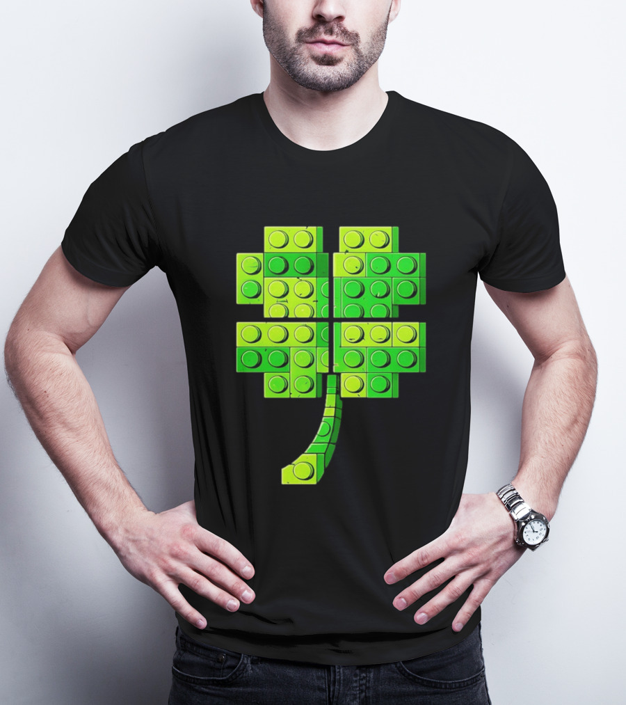 Shamrock Building Blocks Clover St Patrick's Day T-Shirt