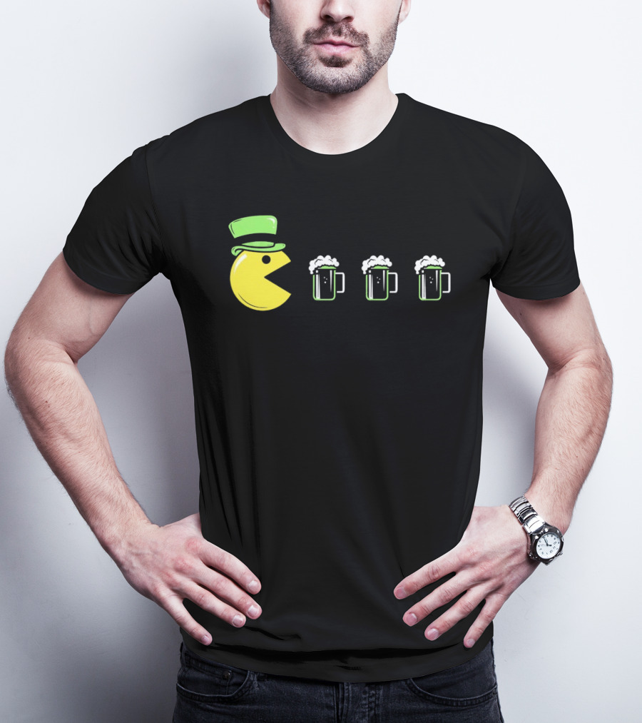 St Pacman's Day St Patrick's Day Beer And Classic Video Game Celebration T-Shirt