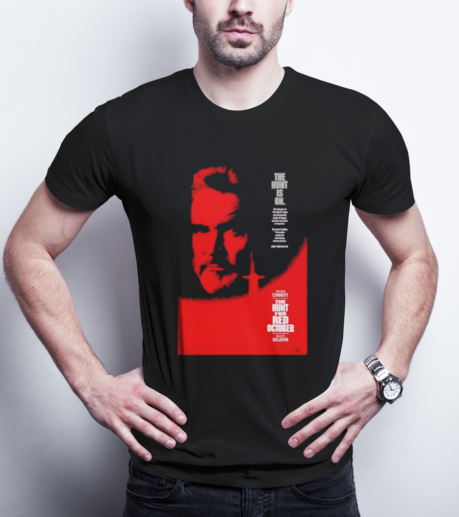 The Hunt Is On For The Hunt For Red October 1990 Movie Sean Connery Alec Baldwin T-Shirt