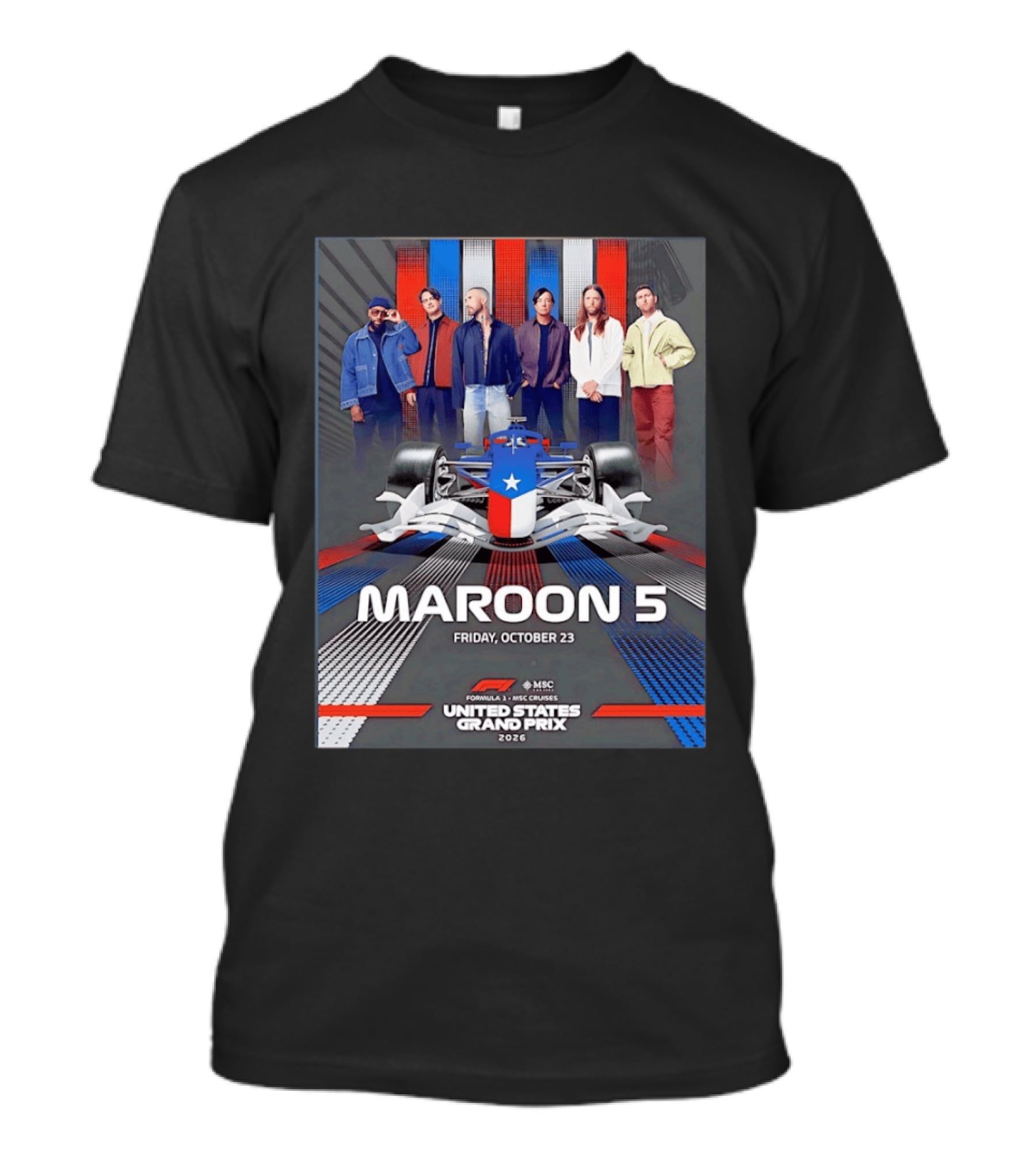 Maroon 5 Live Formula 1 MSC Cruises United States Grand Prix 2026 Friday October 23 T-Shirt