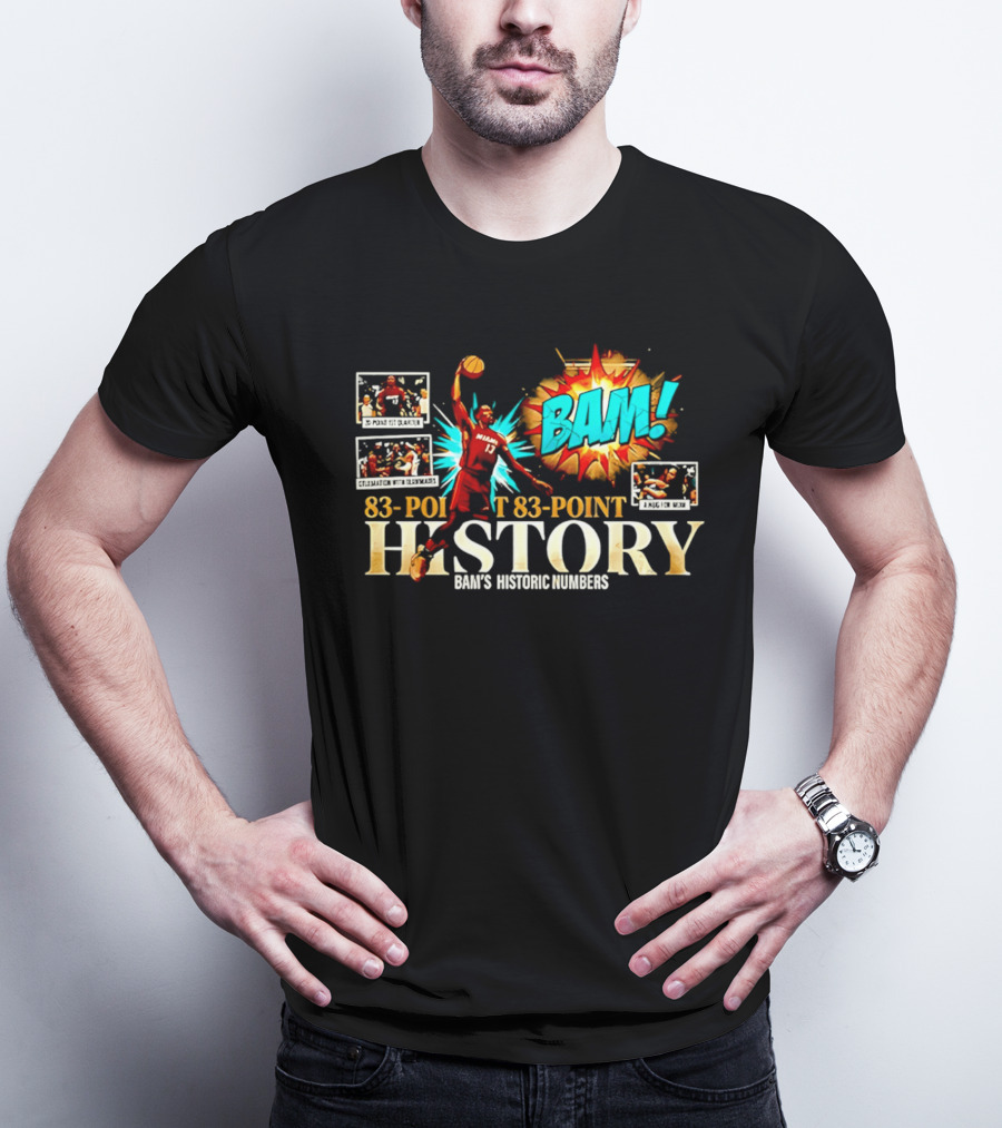 Miami Heat Bam Adebayo 83 Point History Bam's Historic Dunkers Comic T-Shirt