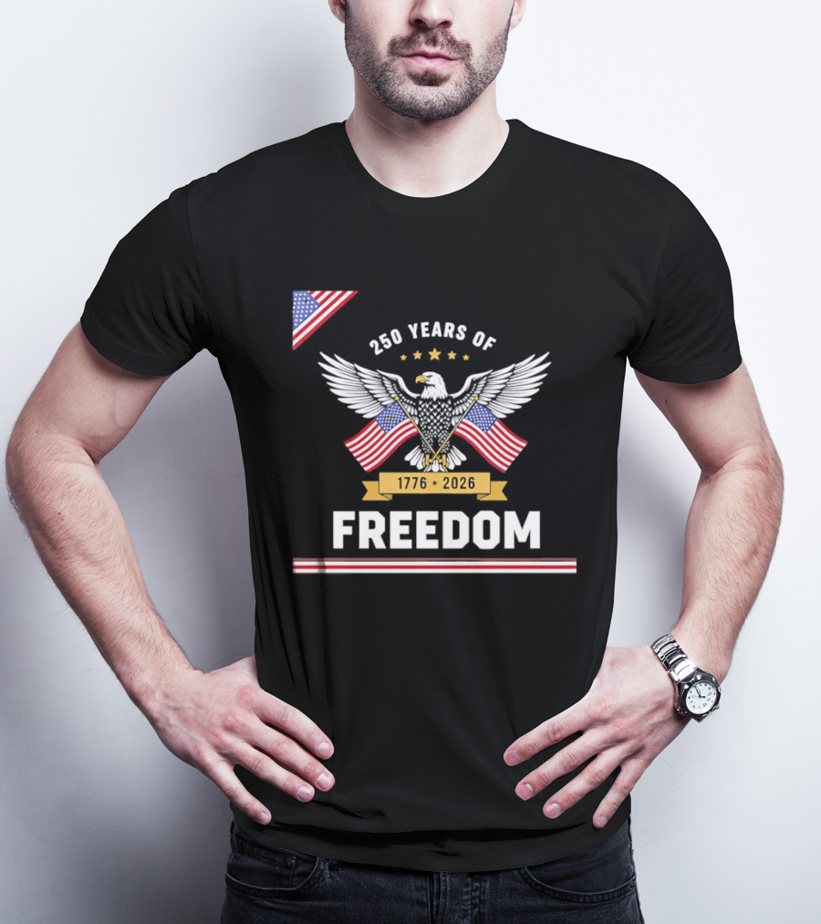250 Years Of Freedom American Eagle 1776 2026 USA Flag Anniversary T-Shirt