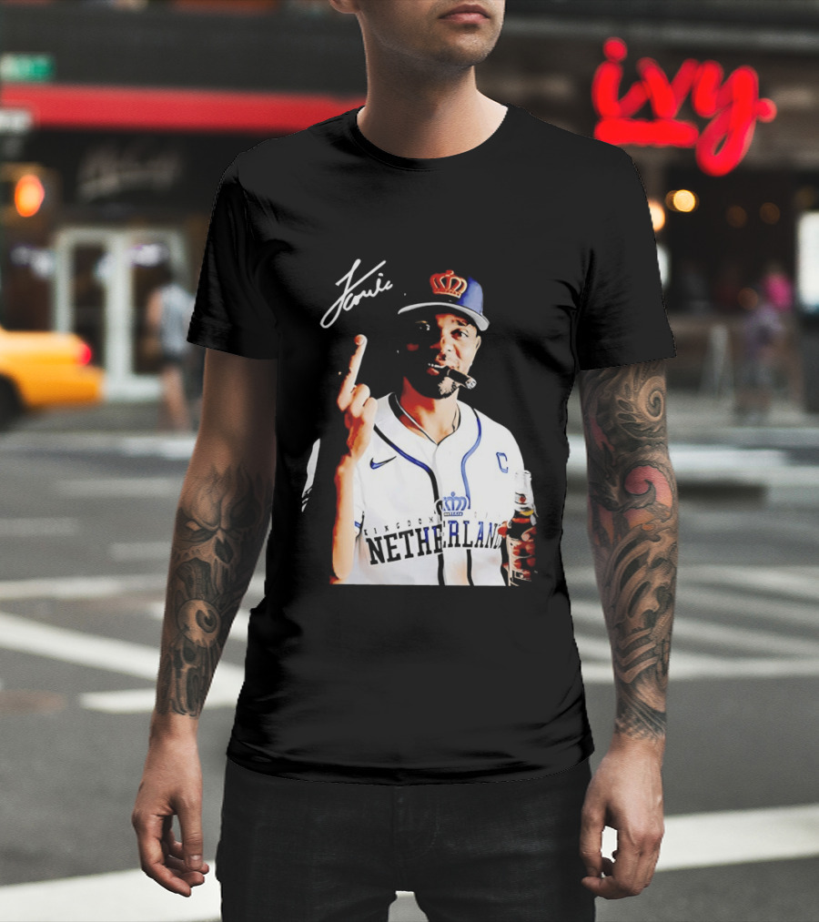 Xander Bogaerts Netherlands Baseball Smoking Gesture Middle Finger T-Shirt