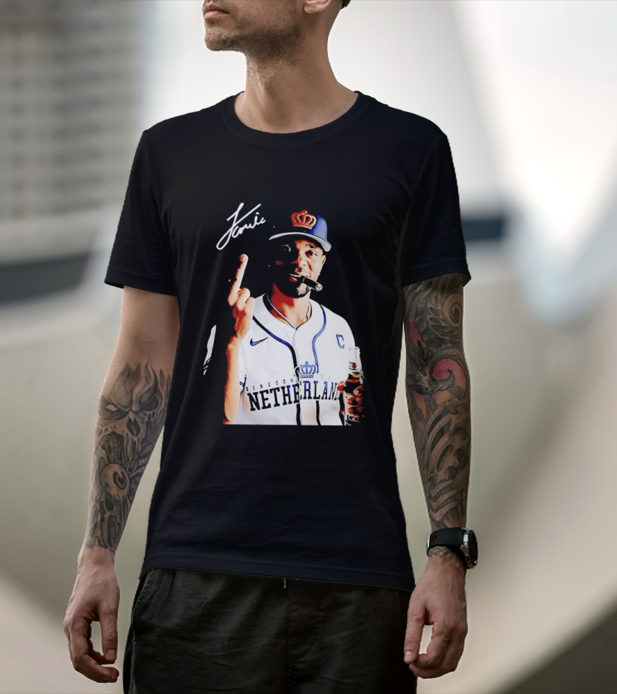 Xander Bogaerts Netherlands Baseball Smoking Gesture Middle Finger T-Shirt
