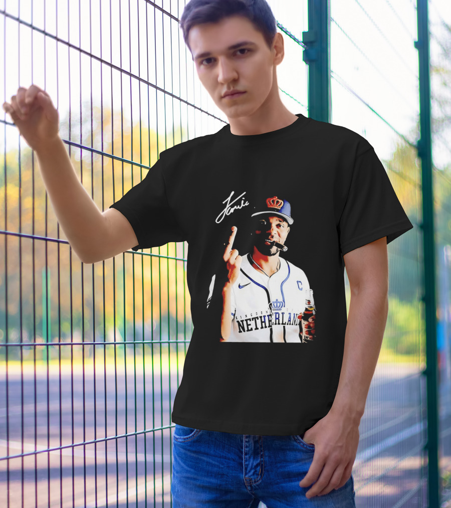 Xander Bogaerts Netherlands Baseball Smoking Gesture Middle Finger T-Shirt