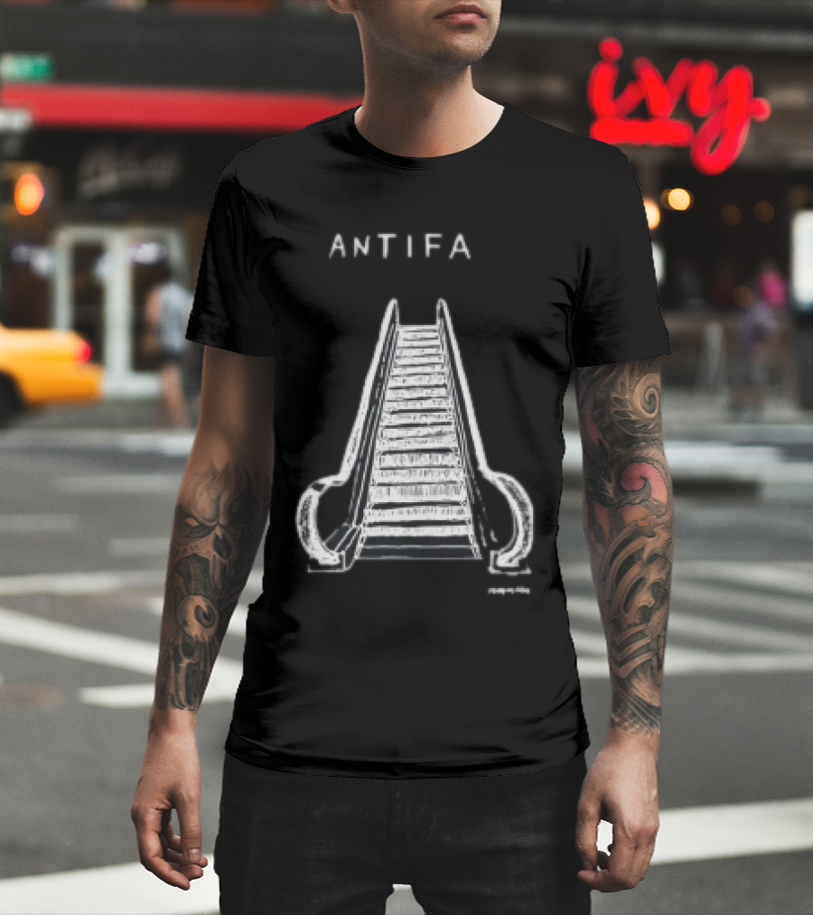 ANTIFA Escalator Stairs With Symbolic Message T-Shirt