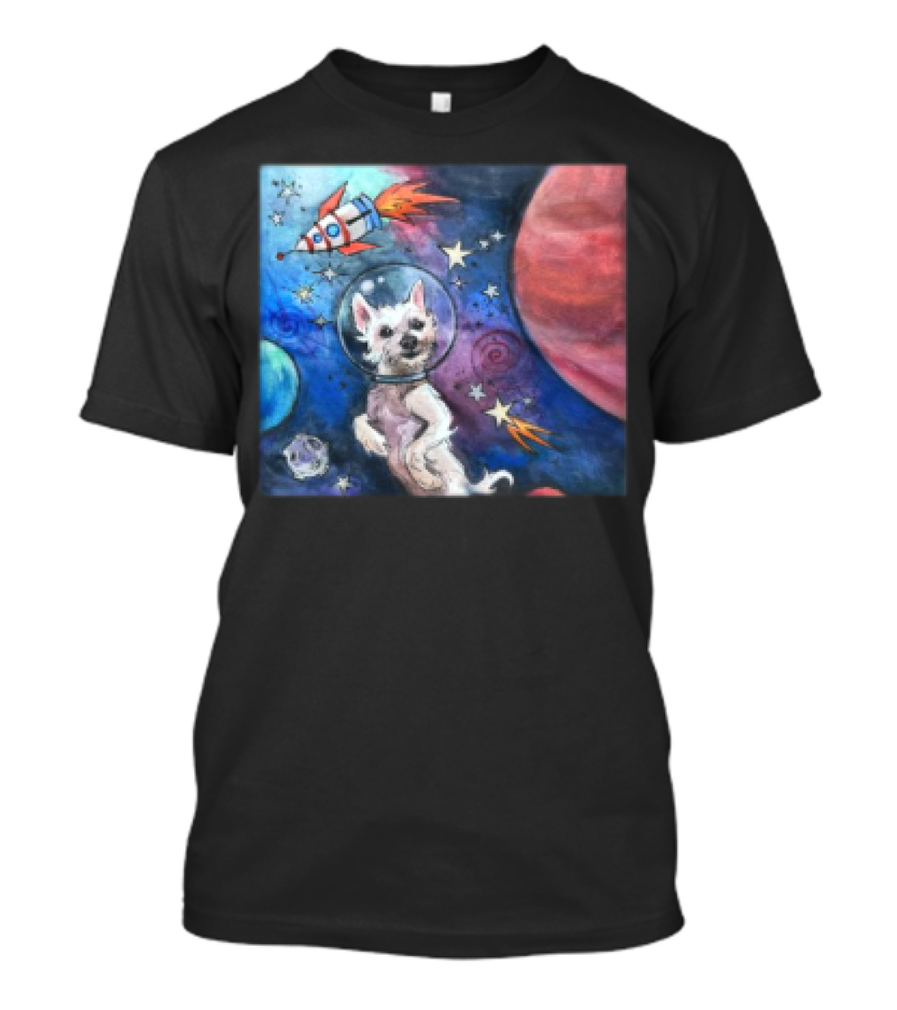Bradford In Space Dog Astronaut Adventure With Rocket And Planets T-Shirt