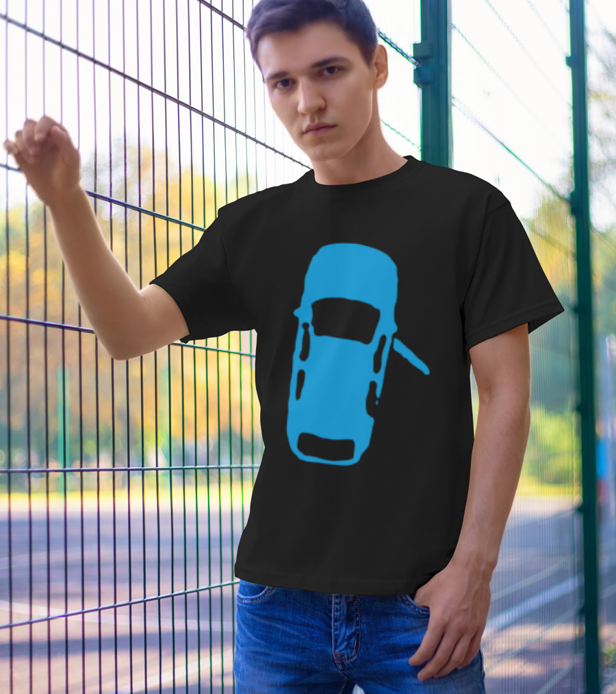 Door Ajar Blue Car Overhead Angle Vintage Style T-Shirt