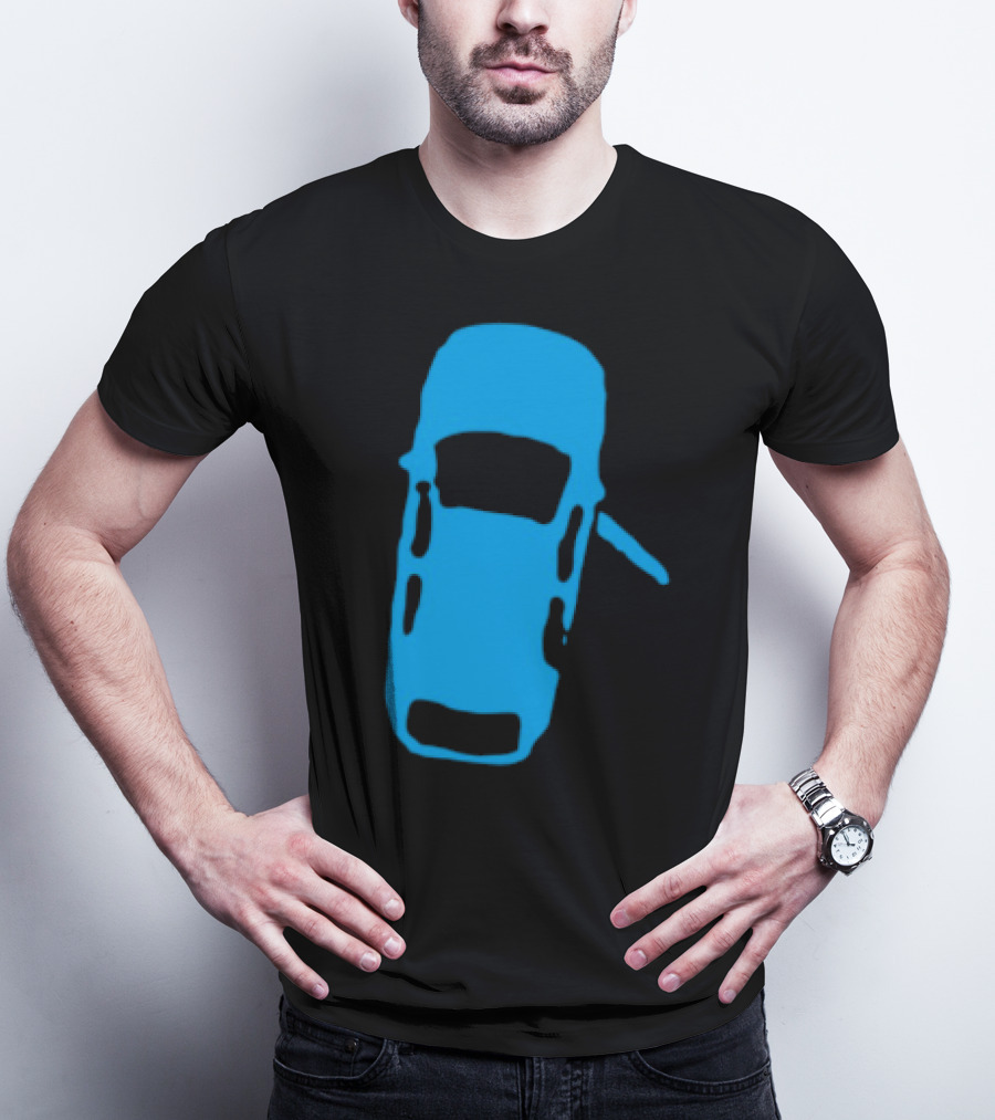 Door Ajar Blue Car Overhead Angle Vintage Style T-Shirt
