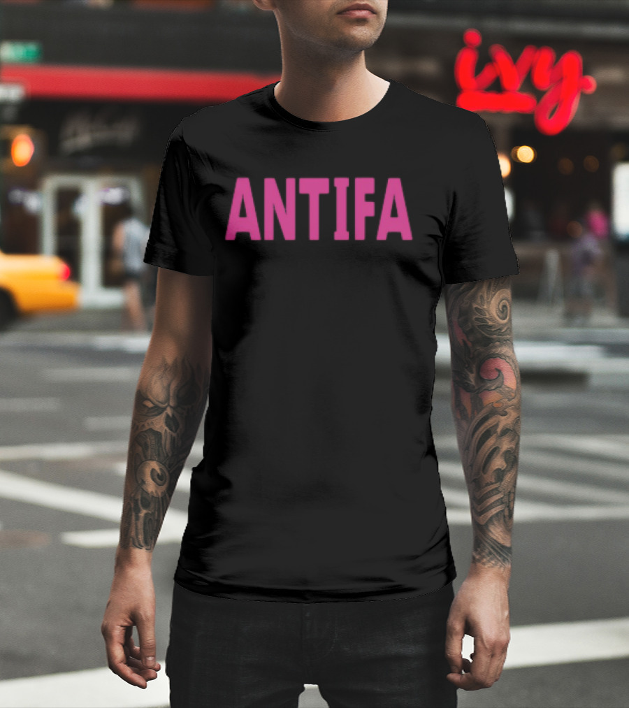 ANTIFA Bold Pink Text Carrie Milburn T-Shirt