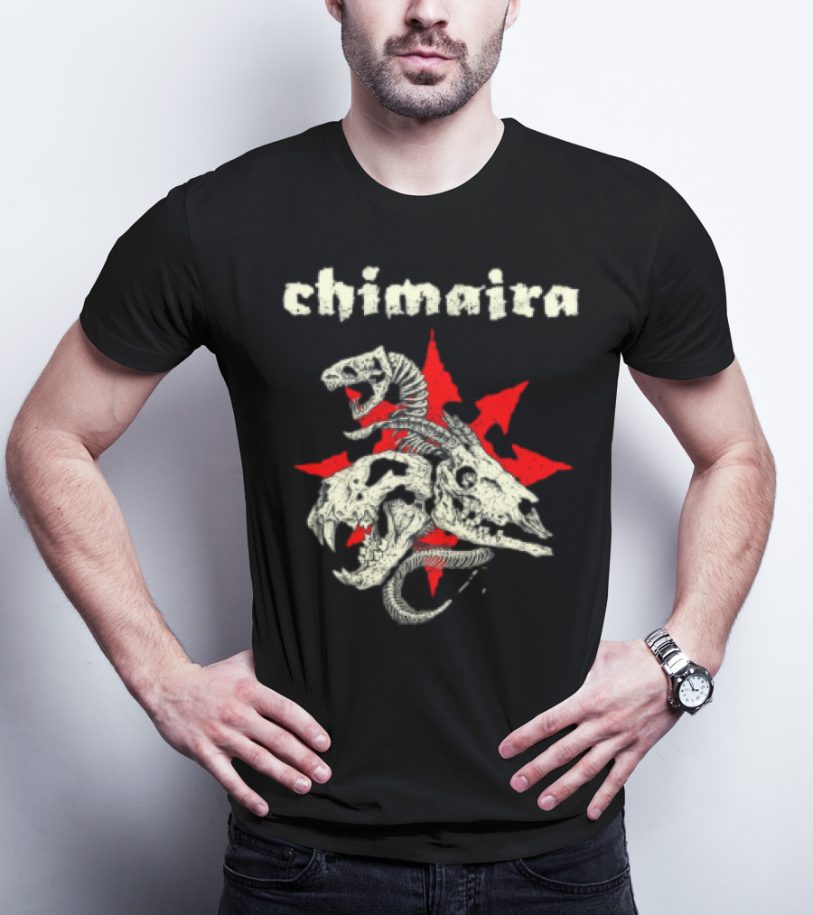 Chimaira Skull Chimairaband Red Star Three-Headed Creature T-Shirt
