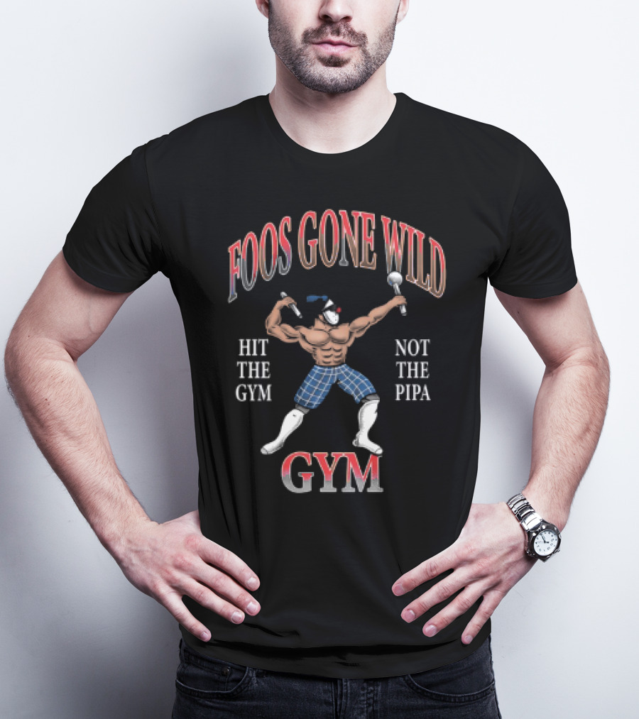 Foos Gone Wild Hit The Gym Not The Pipa Gym Bodybuilder Clown Motif T-Shirt