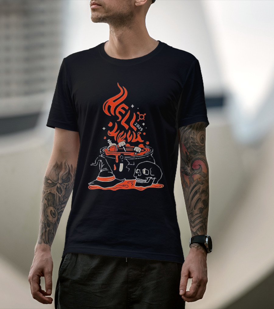 Hell Week 2025 Halloween Witch Skull Cauldron Potion T-Shirt