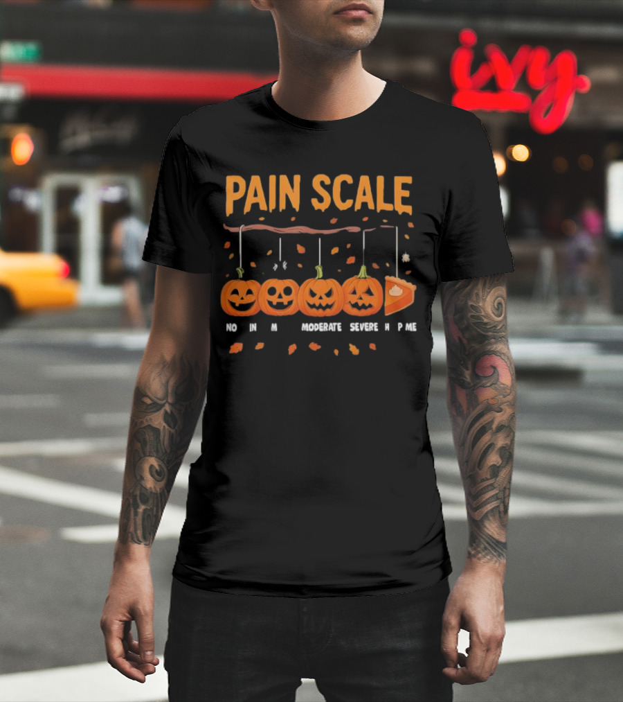Pain Scale No Mild Moderate Severe Pie Pumpkin Halloween T-Shirt