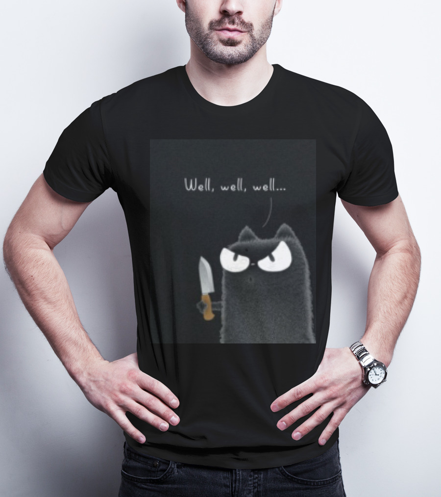 Well Well Well Black Cat With Knife Limited Purrinink T-Shirt