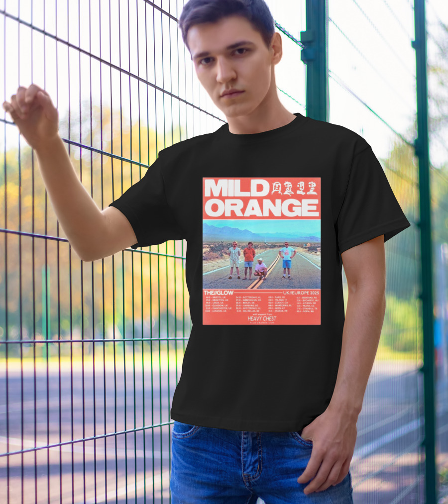 Mild Orange The Glow Tour UK Europe 2025 Dates Heavy Chest Support T-Shirt