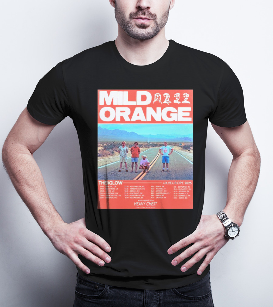Mild Orange The Glow Tour UK Europe 2025 Dates Heavy Chest Support T-Shirt