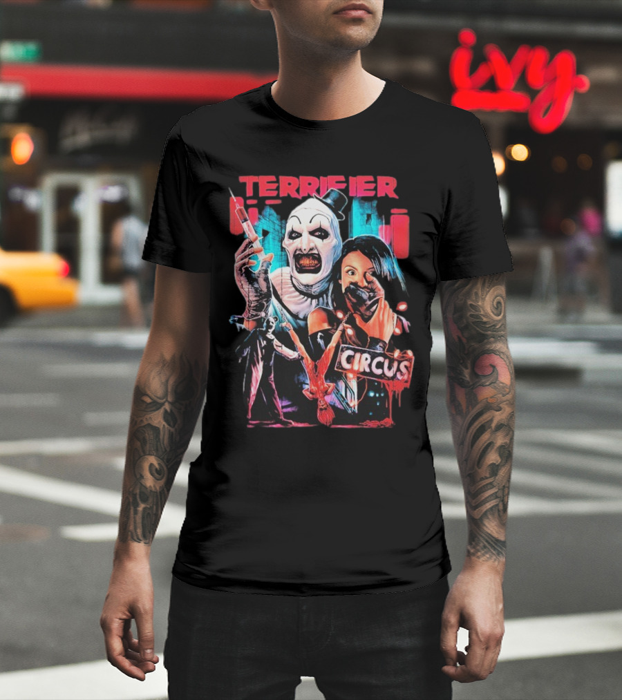 Terrifier Circus Horror Clown Costume And Horror Movie Imagery T-Shirt