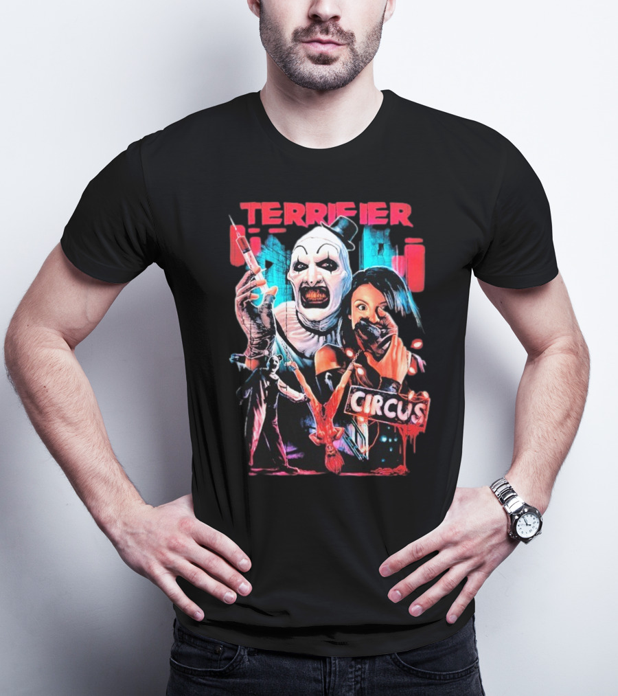 Terrifier Circus Horror Clown Costume And Horror Movie Imagery T-Shirt