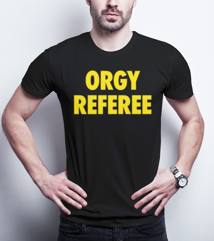 Orgy Referee Black Bold Yellow Text T-Shirt